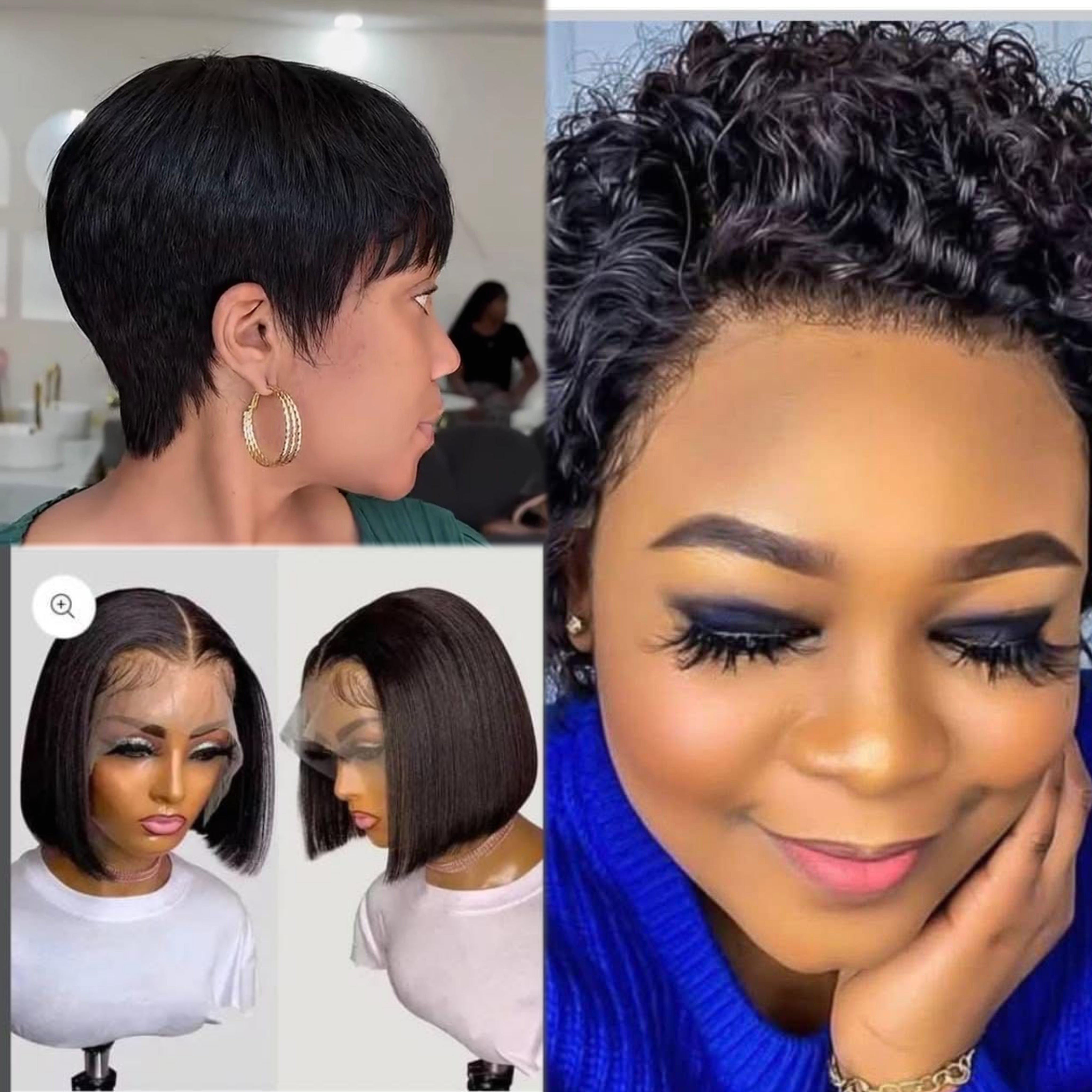 3 wigs combo(8 inch bob,razor cut and curly pixie) – Rohu's wholesale ...